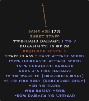 2 Warmth 5 Firebolt 50 Fire Res Staff - Topic - d2jsp